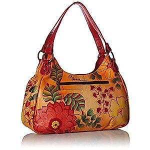Anna by Anuschka womens Hobo Ruched Handbag Genuine Leather, Summer Bloom, One Size US
