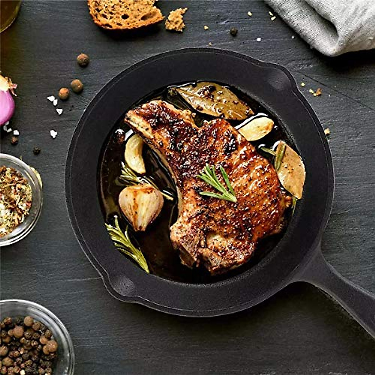 Cast Iron Skillet Pan Set of 3 | Pre-seasoned 6, 8, 10 Inch Non-Stick Coated Pots for Frying, Cooking, Baking, Broiling | Oven-safe, Use On Induction, Electric, Gas Cooktop Prime Holiday Gift Idea