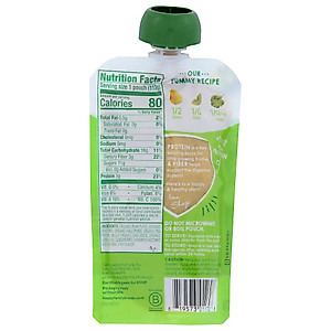 Happy Tot Fiber & Protein Stage 4 Organic Toddler Food Pears Kiwi & Kale, 4 Ounce Pouch Fruit and Veggie Blend Toddler Snack Pouch, 3g Protein and Fiber, Dairy Free Gluten Free Kosher