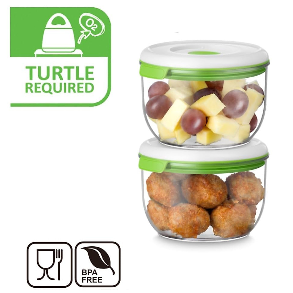 FOSA Vacuum Seal Food Storage System Reusable Medium Containers, 2 pack, 850ml size (Vacuum Pump not Included)¡­