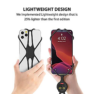【Bone】 Lanyard Phone Tie 2 with Card Holder, Universal Phone Lanyard Neck Holder, Cell Phone Lanyard w/Card Holder for iPhone 12 11 Pro Max, Galaxy S Pixel, Fits 4 to 6.7"- Miao Cat