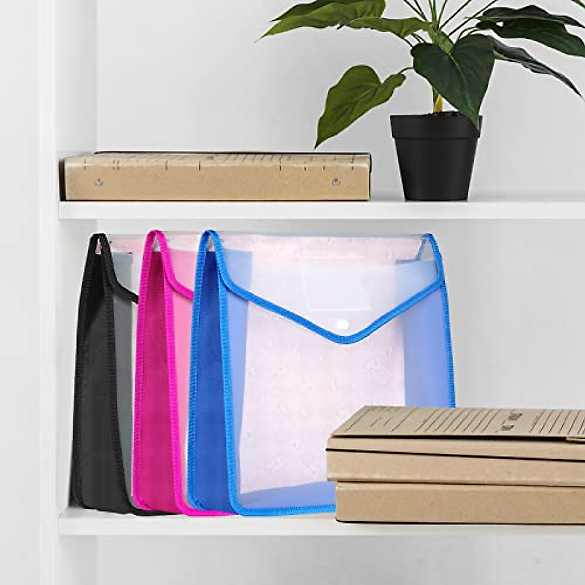 6 Pieces 12" x 12" Scrapbook Paper Organizer Storage Envelope Expanding Wallet Organizer Documents Folder with Snap Closure for Scrapbook Paper, Cardstock, Vinyl Paper, Photos