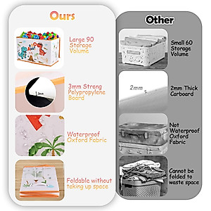 Large Toy Box Chest, Collapsible Sturdy Toy Storage Organizer for Kids, Boys, Girls, 25"x13"x16" Toy Chest Storage Bins with Lids Toy Bins Baskets Boxes for Living Room, Playroom, Nursery, White