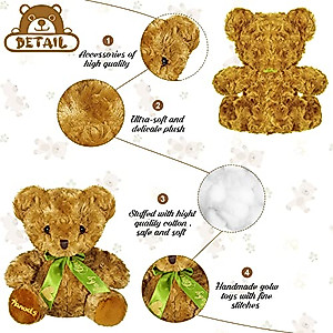 3 Pieces Stuffed Plush Bear Soft Stuffed Bear with Bow Tie Cute 2022 Graduation Stuffed Plush Animal Dolls, 8 Inch Stuffed Bear Plush Toy (Dark Yellow, Simple Style)