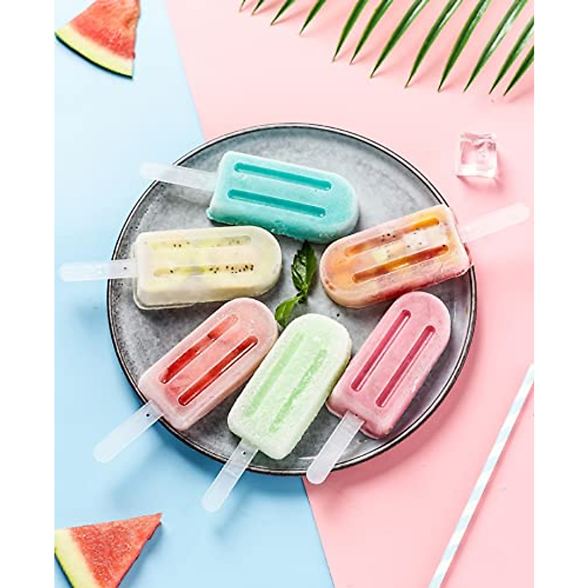 Silicone Popsicle Molds 4 Pieces Ice Pop Molds for Toddlers Reusable Dishwasher Safe Multicolour