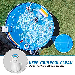 Evoio Pool Filter Pump Above Ground, Swimming Pool Filter Cartridge Pump, Electric Pool Water Pump Filter for Pools Sand Cleaning Tool Set,110-120V with GFCI, 1 Pole Filter (530 Gallons)