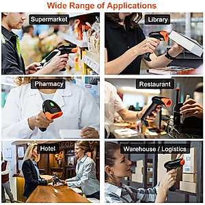 KUIIYER Bluetooth Barcode Scanner, Wireless 2D QR 1D Bar Code Scanners Handheld Barcode Reader with Updated 800 X 600 Pixel CMOS, Plug & Play for Warehouse, Library, Supermarket, Square POS System