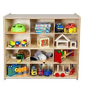 Contender - C16129 Birch 12 Cubby Storage Unit, Kids Toy and Books Organizer for Kindergarten, Homeschool, Daycare, Nursery, Preschool [Greengaurd Gold Certified]