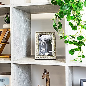 Modern Designer Silver Plated Steel Metal 4x6 Picture Frame with Hammered Frame | Luxurious Black Velvet Backing | Portrait or Landscape