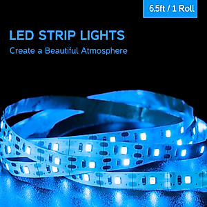 WAMPAT 2-in-1 TV Stand for 100+ Inch TV, Farmhouse & Industrial Media Entertainment Center w/Sliding Mesh Doors, Rustic TV Console w/Storage Shelves & Blue LED Lights for Living Room, Antique White