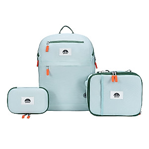 uninni Mint 16'' Kids Backpack Set for Age 6+,fits for height 3'9" above kids with Lightweight Insulated Lunch Bag and Cute Pencil Case for Boys and Girls
