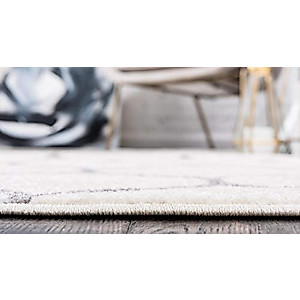 Unique Loom Trellis Frieze Collection Area Rug - Rounded (5' 1" x 8', Ivory/ Gray)