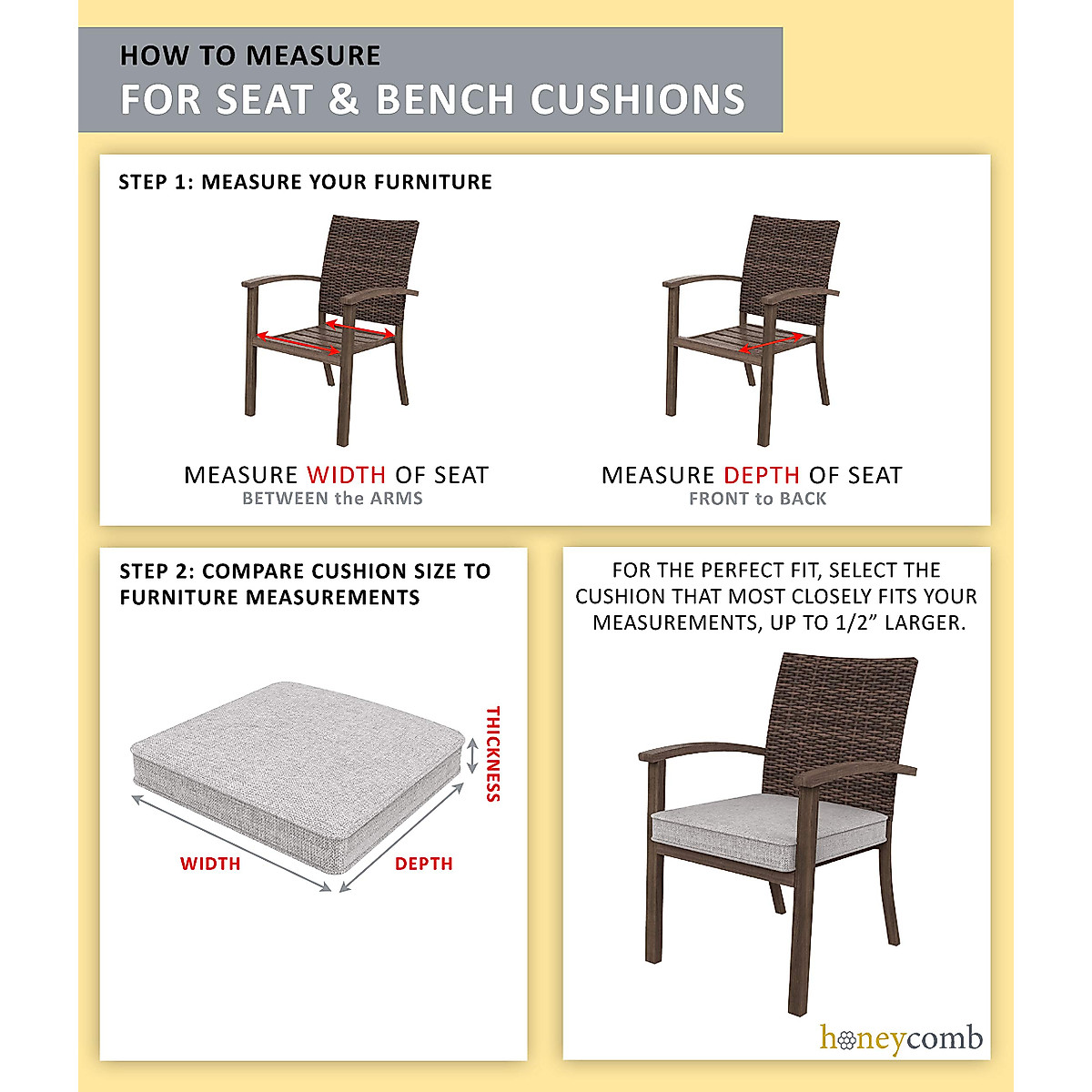 Honeycomb Indoor/Outdoor Textured Solid Scarlet Red Square Tufted Seat Cushion: Recycled Polyester Fill, Weather Resistant, Pack of 2 Patio Cushions: 17" W x 17" D x 4" T