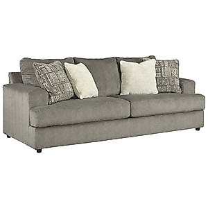Signature Design by Ashley Soletren Contemporary Chenille Sofa with 4 Accent Pillows, Gray