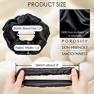 Michooyel 3Pack Silk Scrunchies For Hair Mulberry Silk 16 Momme Scrunchies With Elastic Band Silk Hair Scrunchies Hair Ties For Women Girls