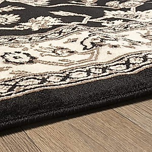 Superior Elegant Kingfield Collection Area Rug, 8mm Pile Height with Jute Backing, Classic Bordered Rug Design, Anti-Static, Water-Repellent Rugs - Black, 5' x 8' Rug