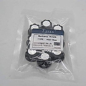 Taiss 10pcs Potentiometer Knobs 6 mm Dia. Shaft Silver Tone Top Rotary Knobs Black A02-6mm