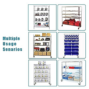 5-Shelf Shelving Storage Units on Wheels Heavy Duty Steel Shelf Wire Rolling Shelving Organizer Rack with Lockable Casters for Restaurant, Warehouse, Home, Organization (59.06" x 17.72" x 70.87")