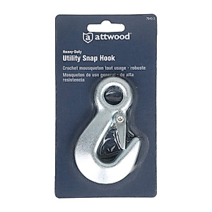 Attwood 7640-3 Utility Snap Hook — Heavy-Duty, Spring-Loaded Closure, Zinc-Plated Steel, 4 in. Long, 5/8-In. Ring Diameter
