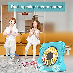 Weeuus CD Player Portable with Bluetooth,Desktop CD Player with Remote Control,Kids,Kpop,Dual Stereo Speaker,Dust Cover, FM Radio, LED Screen,3.5mm Jack AUX Input Output,Blue
