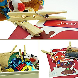 Neeyeetag Clothespins Large Size 3.74 Inch 40 Pack and Medium Size 2.3 Inch 40 Pack, Natural Bamboo Heavy Duty, with a Hanging Canvas Bag