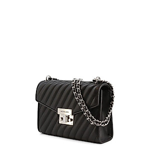 Michael Michael Kors Women's Medium Rose Quilted Leather Flap Bag in Black, Style 35T0SX0L2U