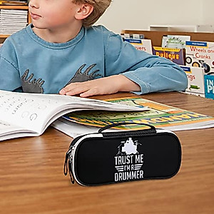 Trust Me I'm A Drummer PU Leather Pencil Pen Case Organizer Travel Makeup Handbag Portable Stationery Bag