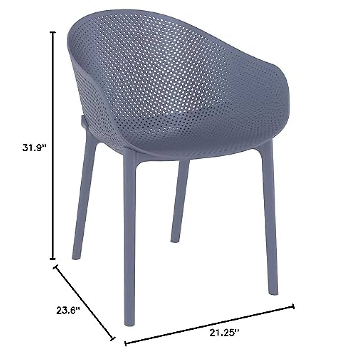 Compamia Sky Patio Dining Arm Chair in Dark Gray (Set of 2)