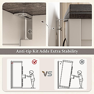 EnHomee Farmhouse 6 Drawer Dresser for Bedroom LED Light & Power Outlets, 48" H Solid Wood Dressers & Chests of Drawers with Natural Texture, Tall Dressers for Bedroom, Hallway (Antique White)