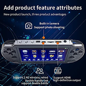 DREAMHAX X7 Plus Handheld Game Console with Preload 10000 Games, Portable Video Games Support HDMI Output & Double Player, Classic Arcade Retro Game Player Gameboy Gift Present (4.3" Screen Black)