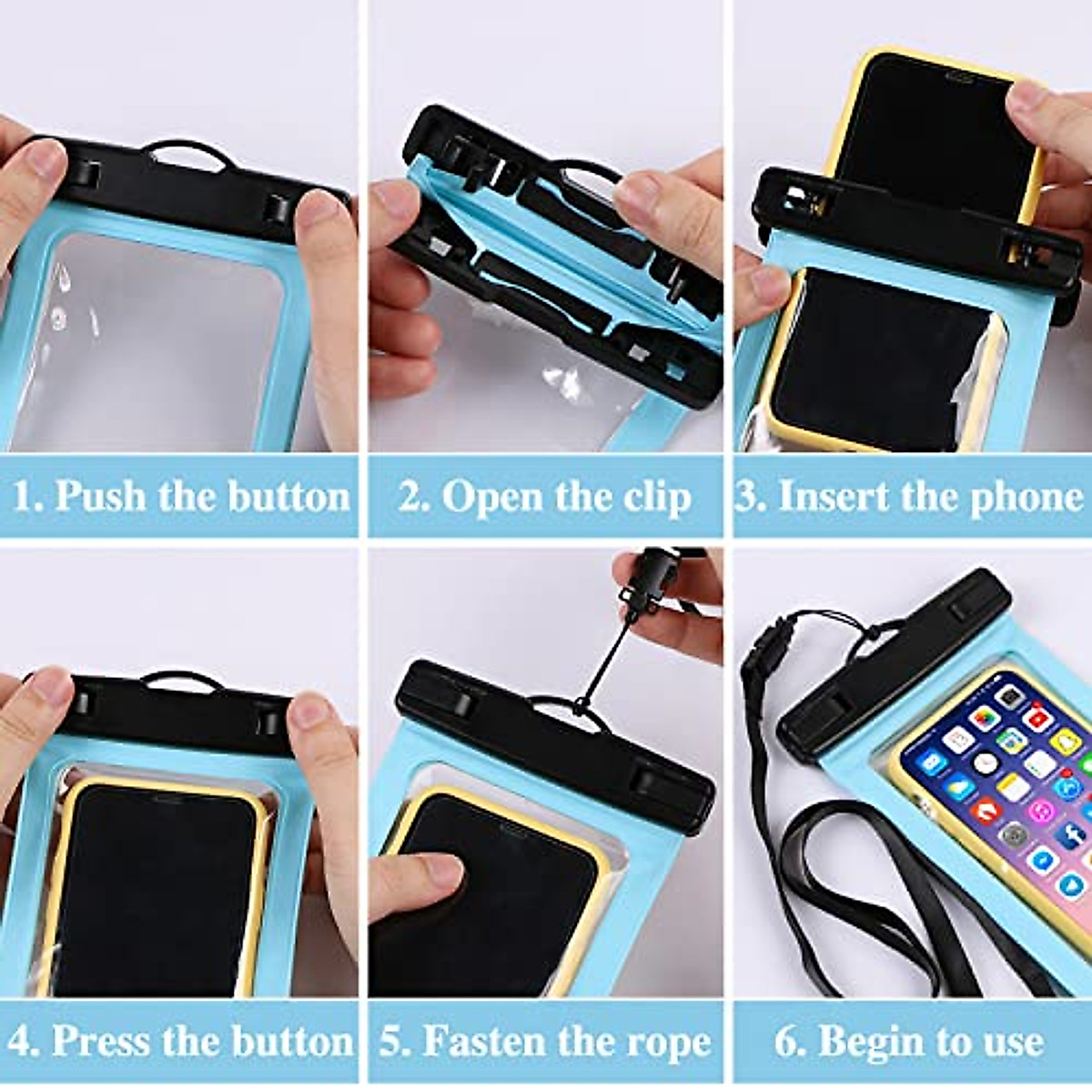 Harapu Universal Waterproof Phone Pouch Case Compatible for iPhone 13 12 11 Pro Max XS MAX XR X 8, Galaxy S21 S20 S11 S10 S8 S8+, Most Phone up to 6.5" Diagonal, Blue