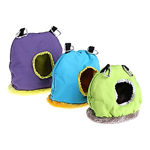 ForHe Winter Warm Bird Nest House Shed Hut Hanging Hammock Finch Cage Plush Fluffy Birds Hut Hideaway for Hamster Parrot Macaw Budgies Eclectus Parakeet Cockatiels Cockatoo Lovebird, Color Random (S)