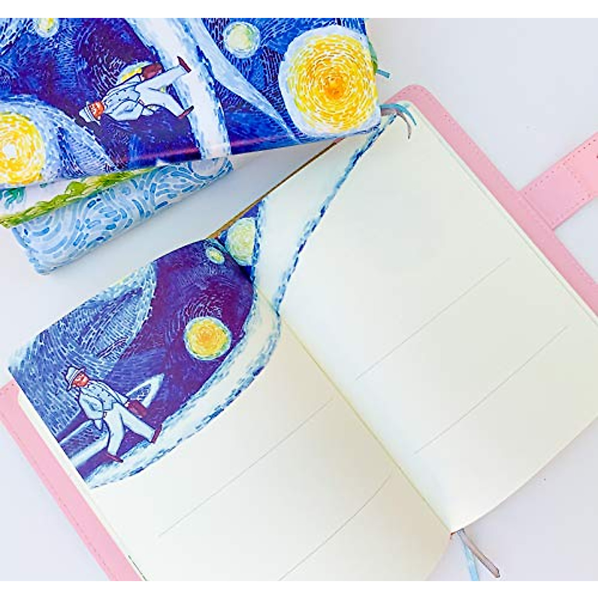Van Gogh Notebook with Undated Calendar for 12 months, Kawaii Planner, Cute Notebook, Colorful Journals for Women, Premium Quality Paper, A5
