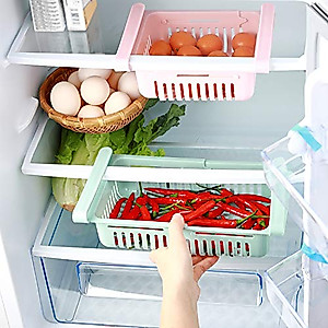 4PCS Fridge Drawer Organizer, Retractable Pull-Out Fridge Shelf Holder Storage Box Home Kitchen Space Saver Under Shelf Fridge Organizer Box for Fridge Shelf Under 0.5"