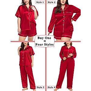 SWOMOG Women’s Pajama Long Sleeve Sleepwear Two Piece Pajamas Set Soft Pj Lounge Sets Red