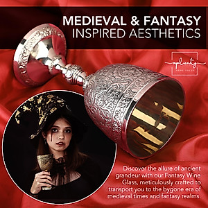 REPLICARTZ Chalice Goblet Communion Cup - Halloween Brass Gold Wine Glasses - Elegant Catholic Gothic - King Arthur Medieval Decor Drinkware - Christmas, Wedding Chalice Gifts, 210 ml, 7.10 oz