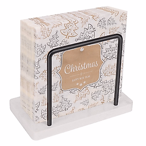 Livabber Napkin Holder, Metal Napkin Holder Modern Freestanding Tissue Paper Dispenser for Table Kitchen Countertop (Marble Base, Black)