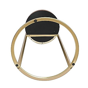 RiteSune Small Gold Round C Table with Handle, 28'' Tall Side Table Slide Under Couch with Brown Wood Top for Coffee and Snack Drink Tray