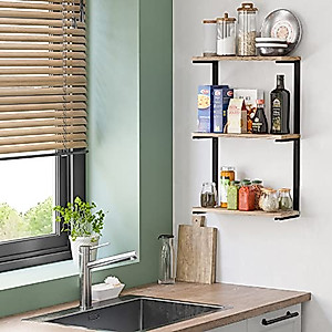 Wallniture Tivoli 3-Tier Floating Shelves Wall Bookshelf Living Room Decor Bathroom Organizer, Kitchen Organization & Office Decor Burnt Finish