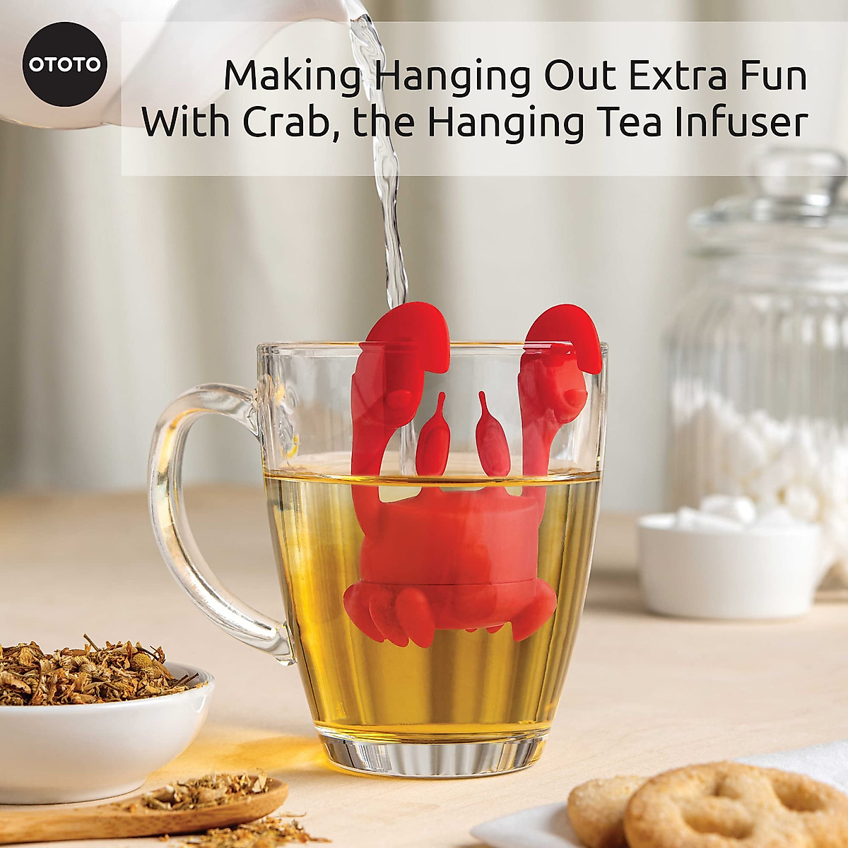NEW!!! Crab Tea Infuser by OTOTO - Cute Tea Infuser, Tea Accessories For Tea Lovers, Cute Kitchen Accessories, Funny Gifts, Tea Infusers For Loose Tea, Loose Leaf Tea Steeper, Tea Diffuser Kitchen