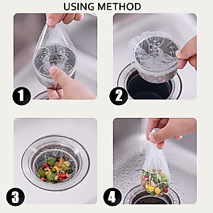 GXXMEI 500PCS Disposable Mesh Sink Strainer Bags, Kitchen Sink Strainer Filter Mesh Bag Anti Clogging Elastic Kitchen Sink Strainer Mesh Trash Bag, Fits Most Sizes of Sink Strainer