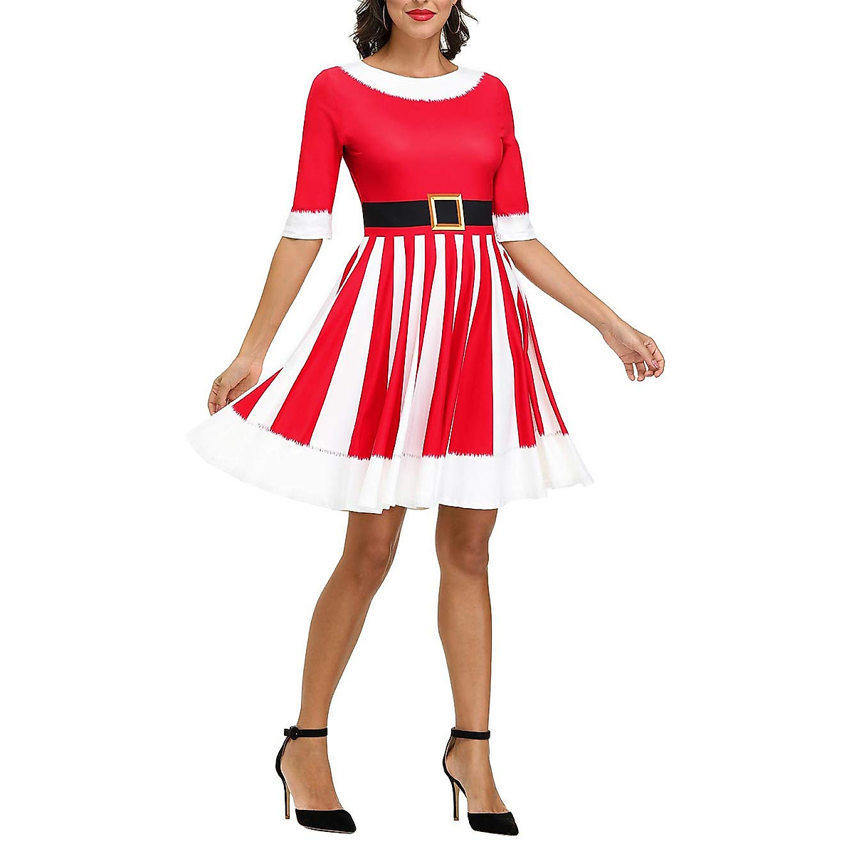 Ainuno Christmas Dresses for Women 2023 Holiday Red Santa Claus Ugly Dress Casual Cute Xmas Costumes,XXL