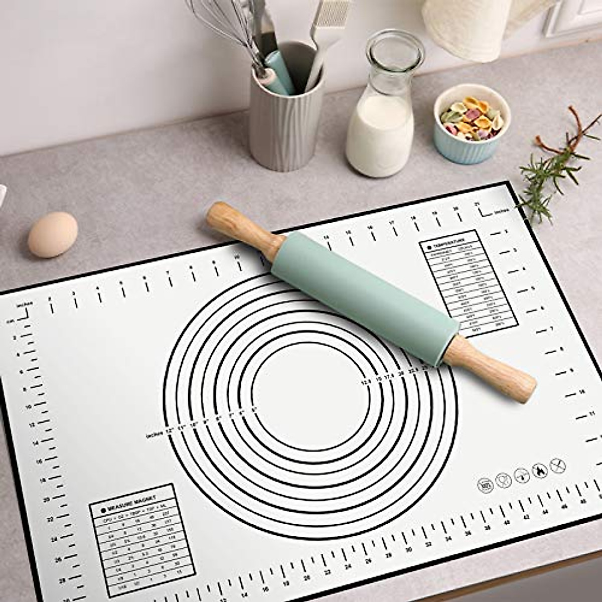 KUFUNG Silicone Baking Mats Non-Slip Pastry Mat Countertop Protector Fondant Mat for Rolling Dough Pie Crust Pizza and Cookies (24 x 16 Inch, Black)