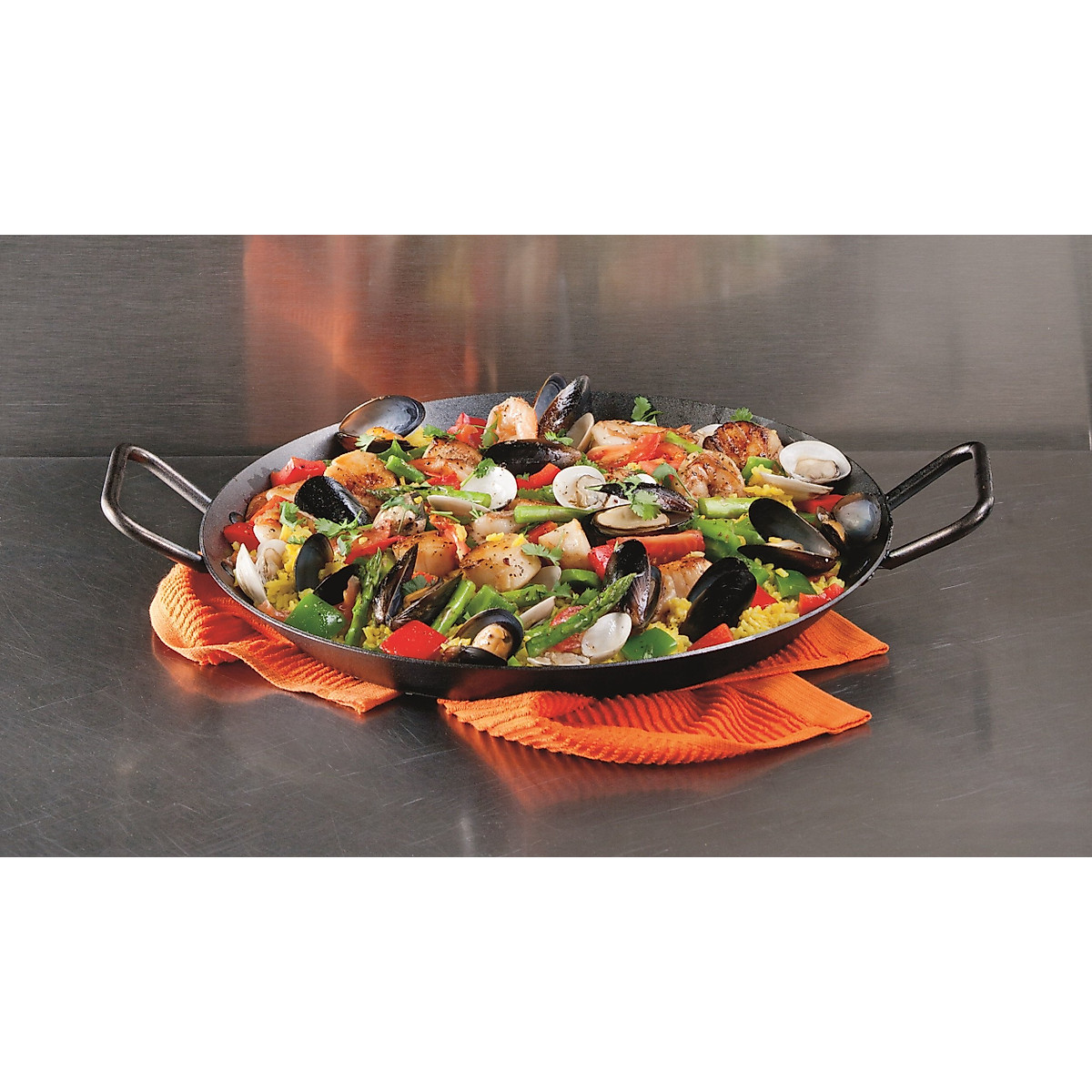 Lodge Pre-Seasoned Carbon Steel Skillet - Use in the Oven, on the Stove, on the Grill, or Over a Campfire - 15 Inch Dual Handle