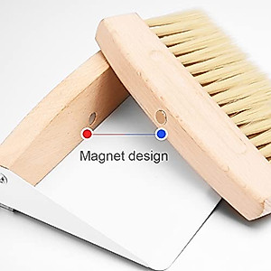 LYSLDH Magnetic Table Brush Desktop Dustpan Set for Crumbs Kitchen Broom Cleaning Tool Save Space Durable Natural Wood Practical