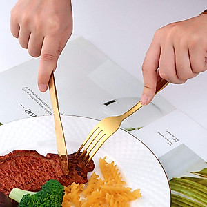 7.9-Inch Dinner Knives Pack of 12 for Restaurant Home Catering, BUY&USE Gold Stainless Steel Cutlery Set