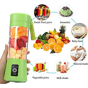 Portable Blender Mixer,Personal Juicer,Smoothies and Shakes Blender,HandCup Fruit Machine Blender 380 ML (Blue, Pink, Purple & Pink Color available) (Green)