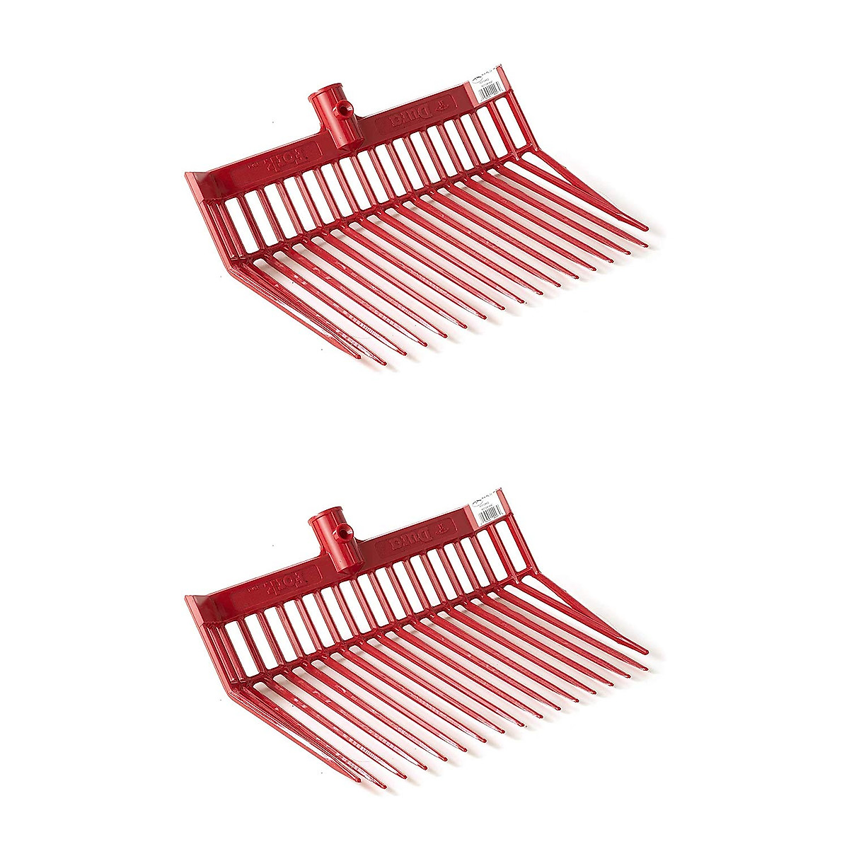 Little Giant DuraFork Polycarbonate Attachable Pitchfork Replacement Head with Angled Tines, Red (2 Pack)