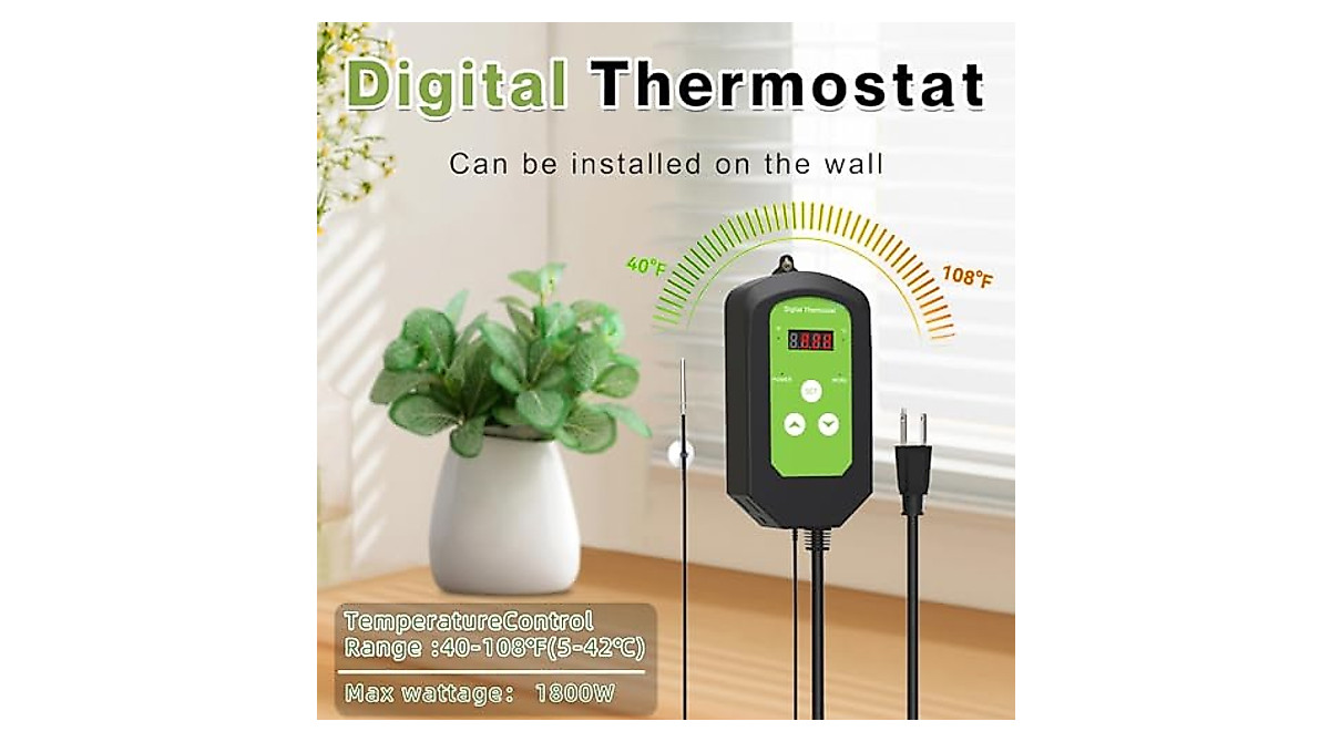 Greenhouse Heater with Digtal Thermostat, Outdoor Patio Heater for Grow ...