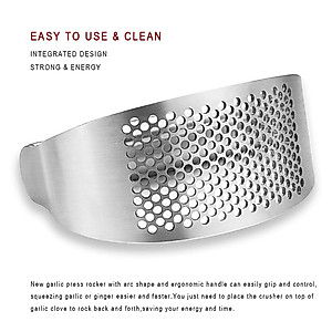 Garlic Press Rocker, Stainless Steel Garlic Crusher Mincer with Bottle Opener(Color Random)